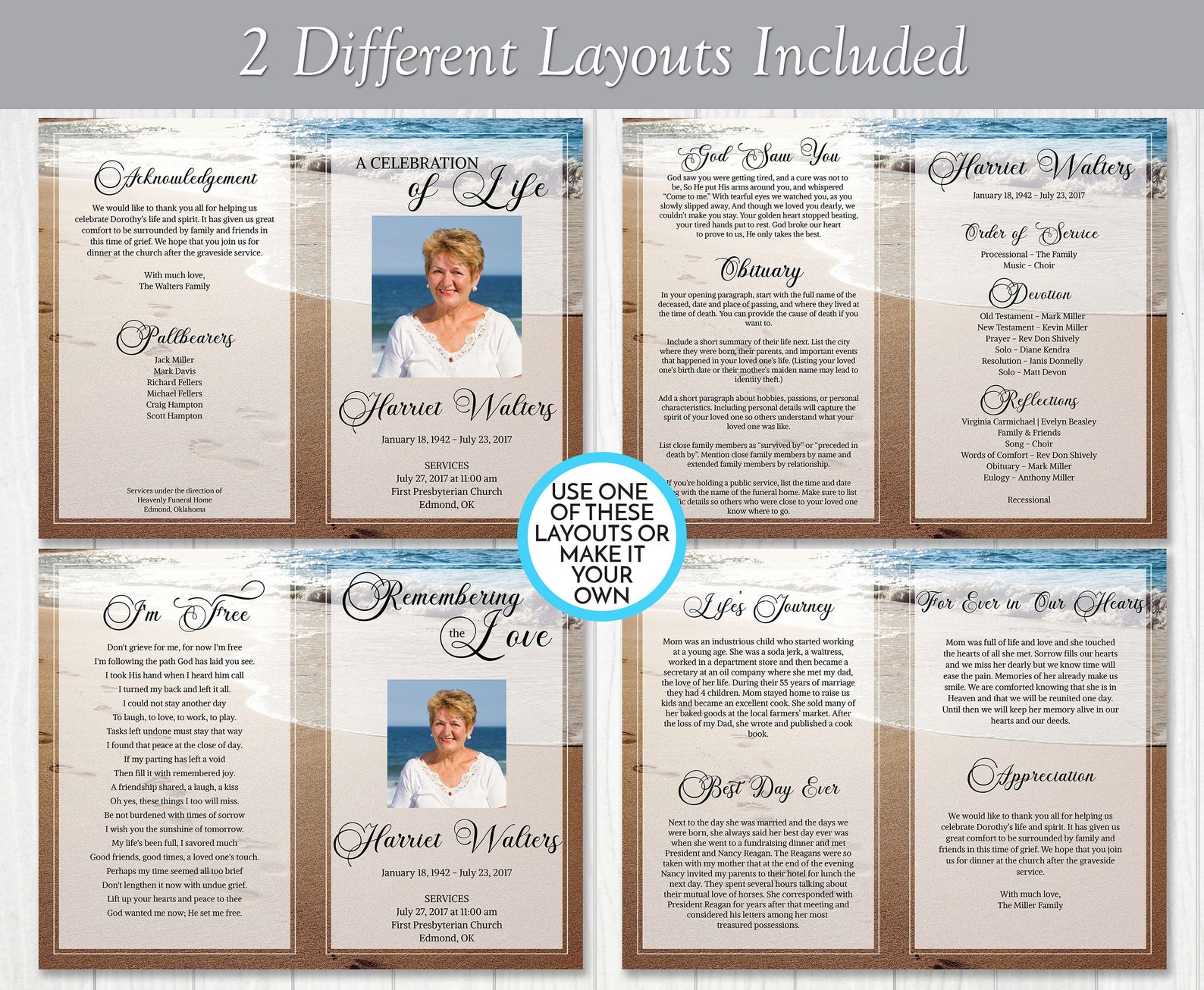 Footprints in the Sand Funeral Program Template - Etsy Canada