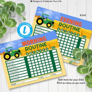 Tractor Children's Daily Routine Charts Morning Routine | Etsy
