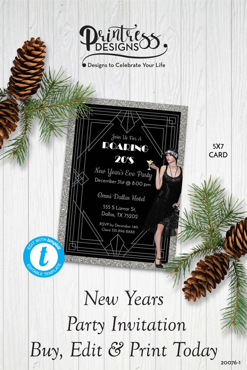 Roaring 20s Flapper New Year's Party Invitation 4 - Etsy