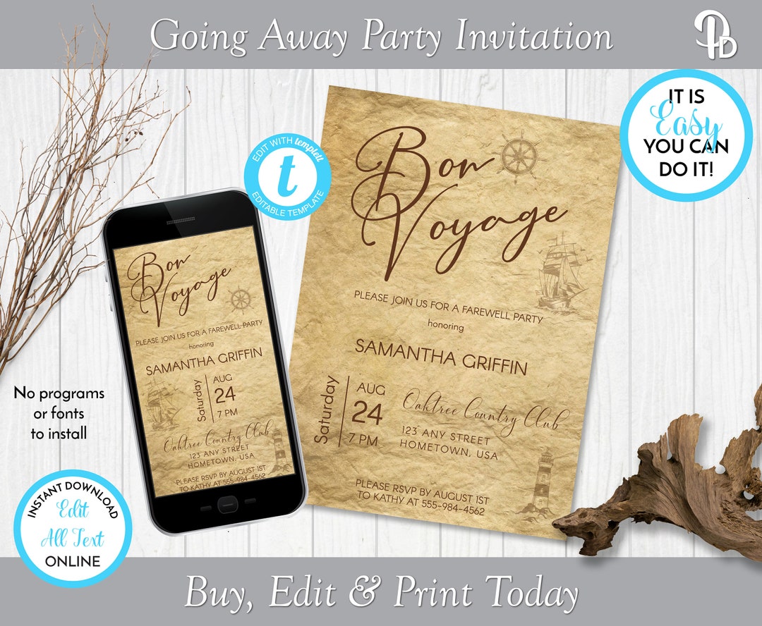 Antique Bon Voyage Party Invitation Moving Party Invitation - Etsy Canada