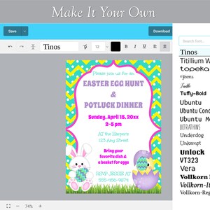 Easter Egg Hunt and Potluck Party Invitation, Holiday Party Invitation ...