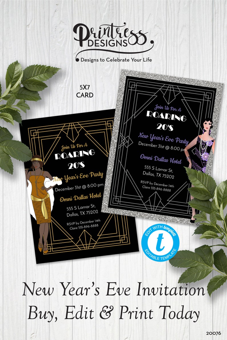 Roaring 20s Flapper New Year's Party Invitation 4 - Etsy