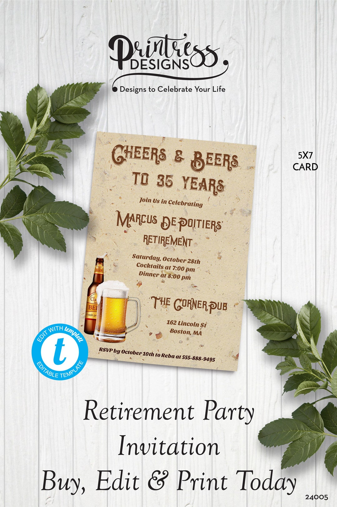 Cheers & Beers Retirement Party Invitation Retirement - Etsy