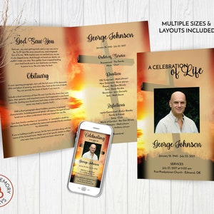 Sunset Cross Funeral Program Template Obituary/order of - Etsy