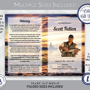 Sunset Fishing Funeral Program Template, Obituary Program, Order of ...