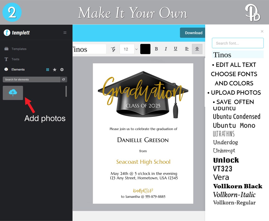 Graduation Cap Graduation Invitation Template Senior | Etsy