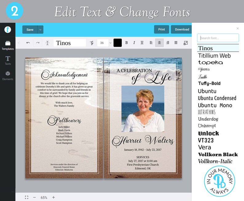 Footprints in the Sand Funeral Program Template - Etsy Canada