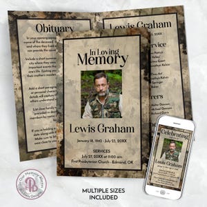 Camouflage Funeral Program Template, Memorial Service Bulletin for ...