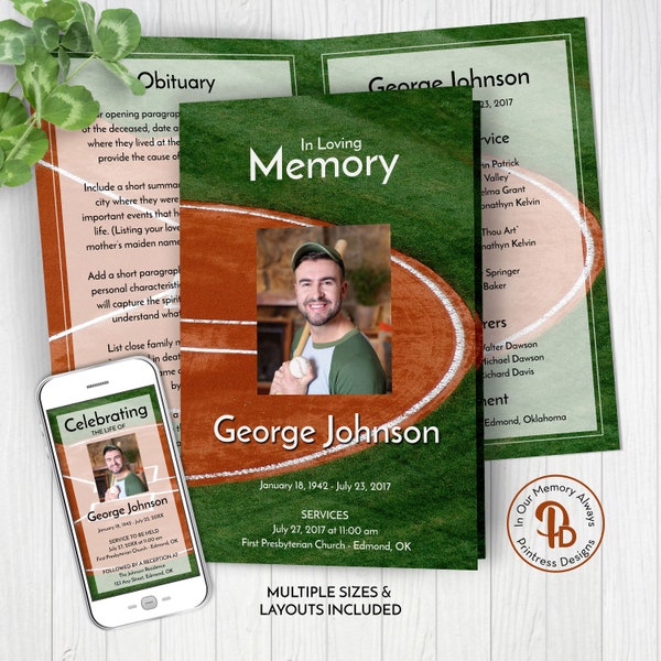 Baseball Funeral Template - Etsy