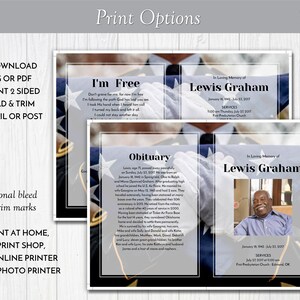 Military Honors Funeral Program Template, Patriotic Obituary/order of ...