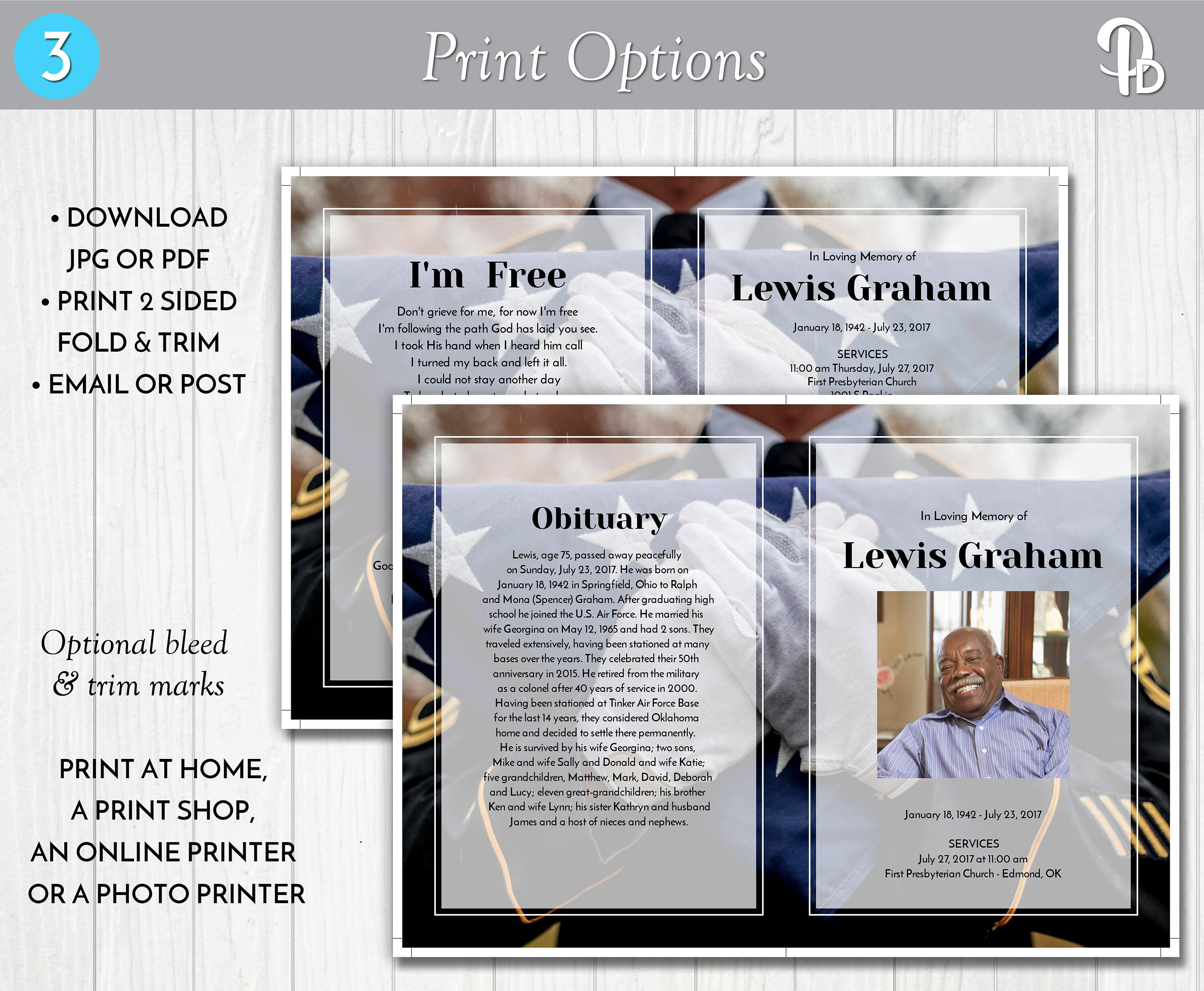 Military Honors Funeral Program Template Patriotic - Etsy España