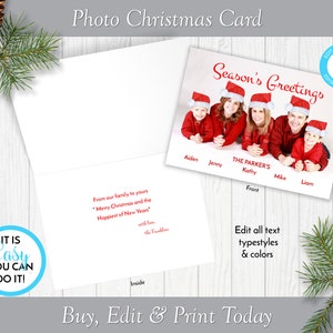 Santa Hat Christmas Photo Card Template Printable Christmas - Etsy