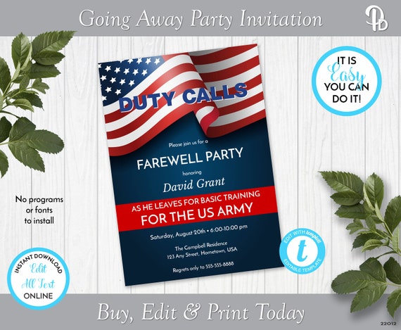 Military Going Away Party Invitation Basic Training Party - Etsy