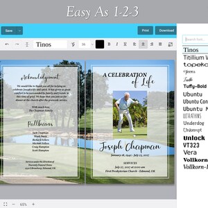 Golf Course Pond Memorial Service Template, Obituary/order of Service ...