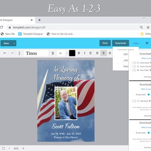 Patriotic Funeral Keepsake Prayer Card, Memorial Favor, Celebration of ...