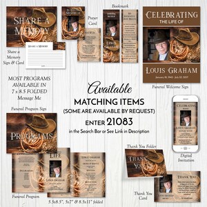 Cowboy Hat & Rope Funeral Program Template, Obituary/order of Service ...