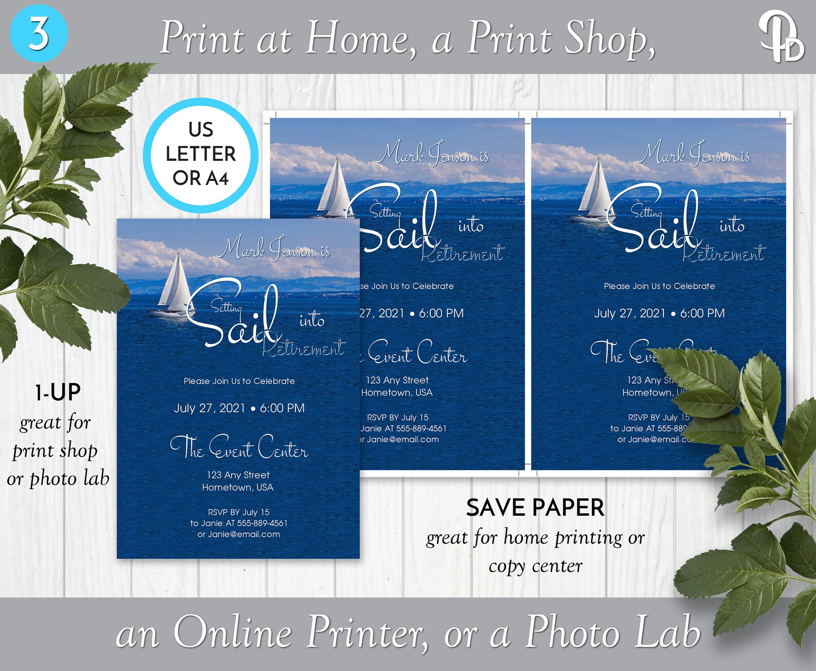 Blue Water Sailing Retirement Party Invitation Retirement | Etsy