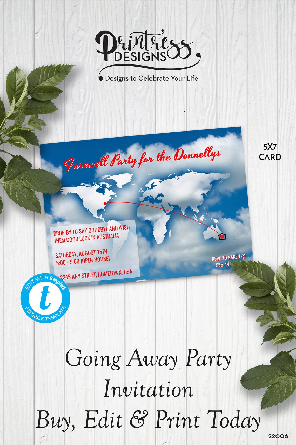 World Map Farwell Party Invitation Moving Party Invitation | Etsy