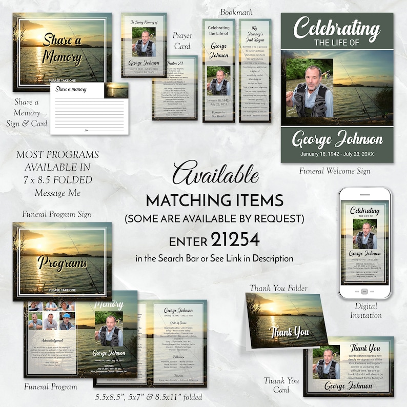Fishing at Sunset Funeral Program Template, Obituary Program ...