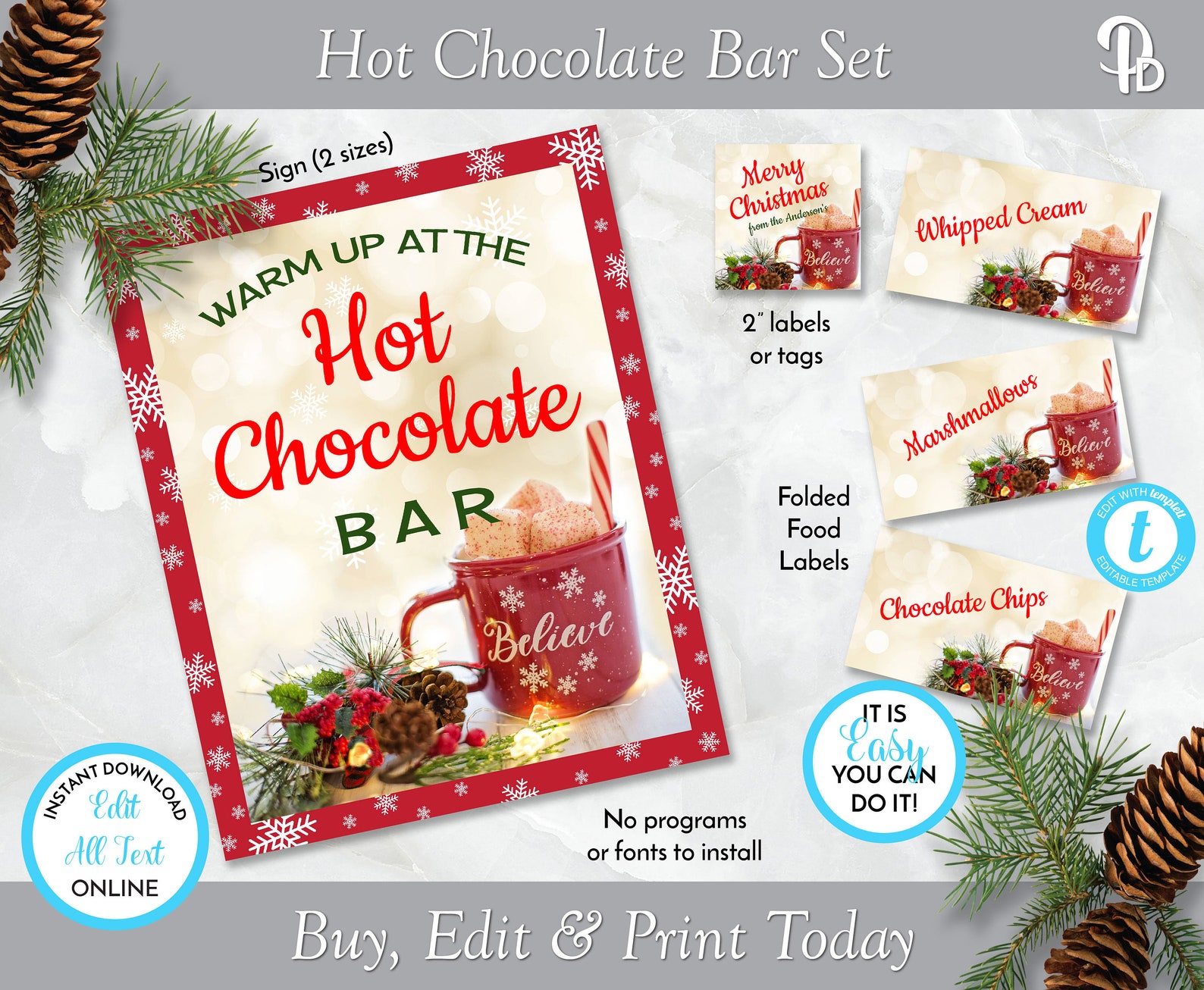 Believe Christmas Hot Chocolate Bar Set, Including Sign, Tent Food ...