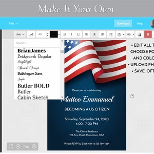 American Flag Citizenship Party Invitation, Citizenship Invite ...