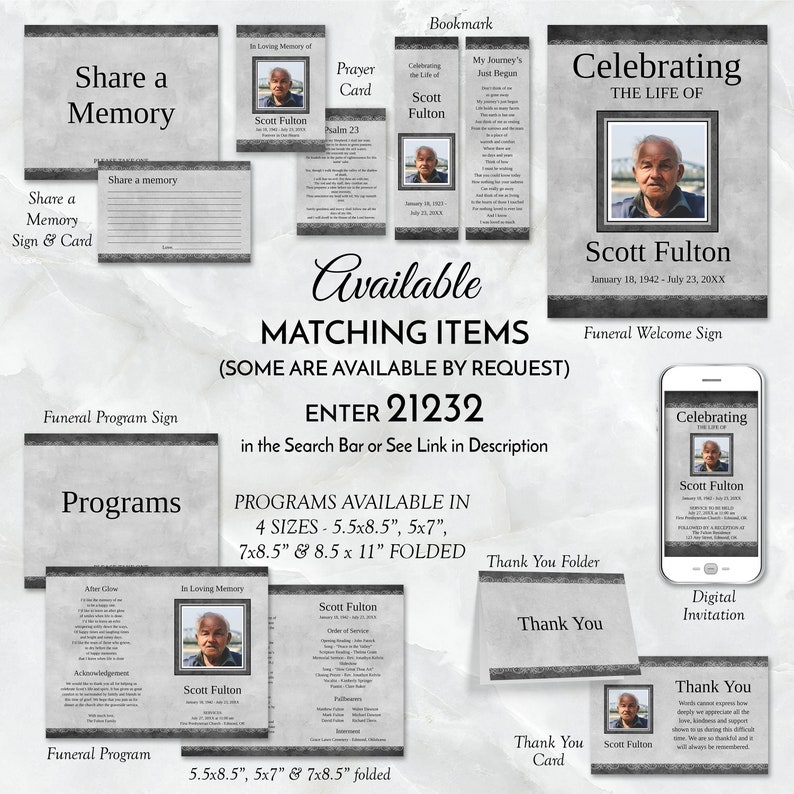 Classic Elegant Gray Funeral Program Template, Obituary,, Celebration ...