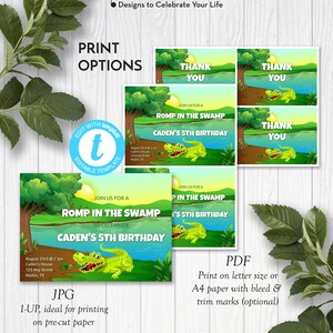 Romp in the Swamp Birthday Party Invitation Template, Alligator ...