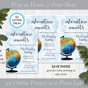 World Globe Going Away Party Invitation, Moving Party Invitation, Bon ...