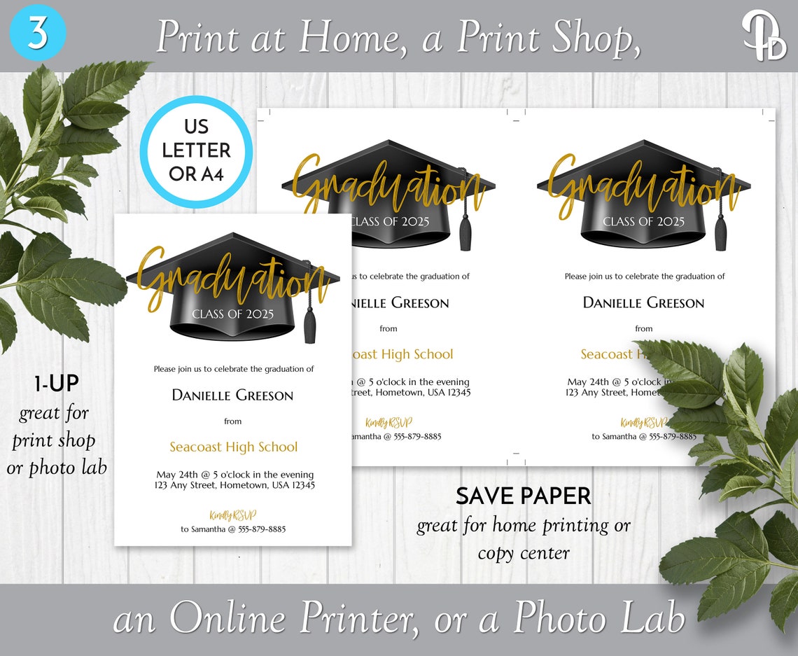 Graduation Cap Graduation Invitation Template Senior | Etsy