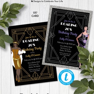 Roaring 20s Flapper Birthday Party Invitation, Includes 5 Different ...