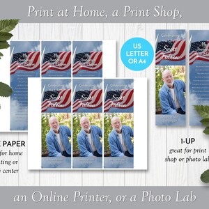 Patriotic Funeral Keepsake Bookmark, Memorial Favor Bookmark ...