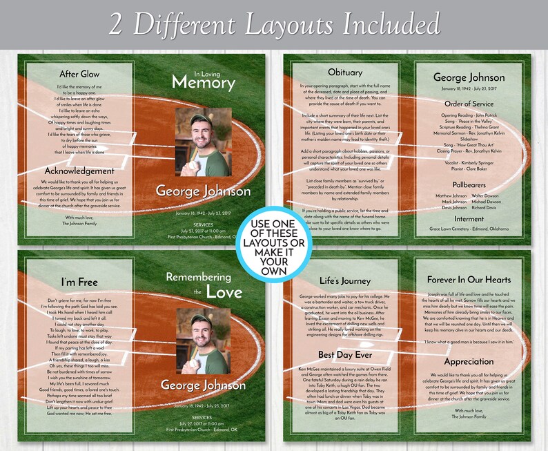 Baseball Fan Funeral Program Template, Obituary/order of Service ...