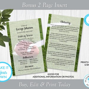 Football Fan Funeral Program Template, Obituary/order of Service ...