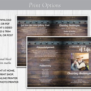 Rustic Wood Funeral Program Template, Obituary/order of Service ...