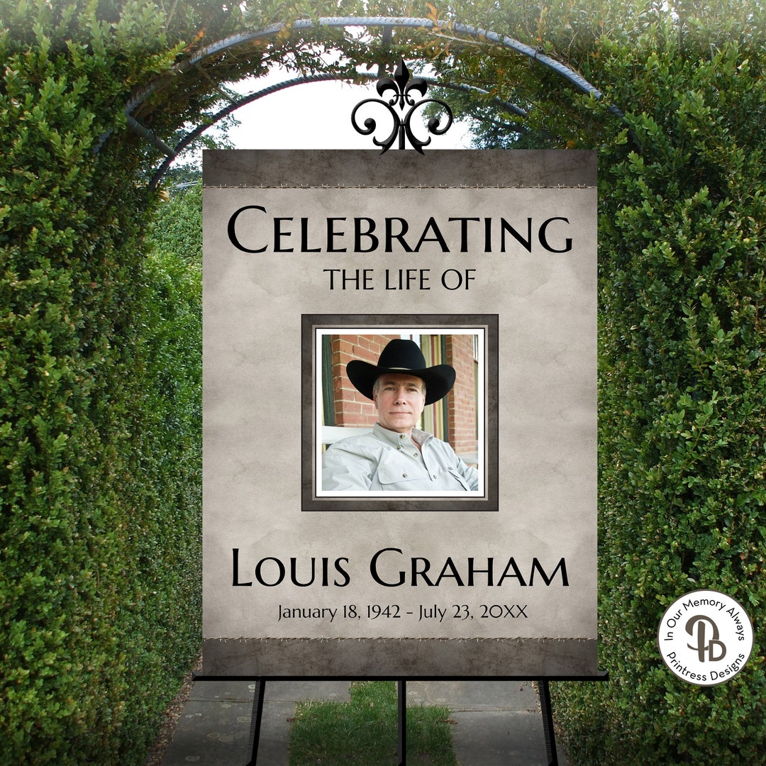 Rustic Brown Funeral Welcome Sign, Celebrating the Life of Sign ...