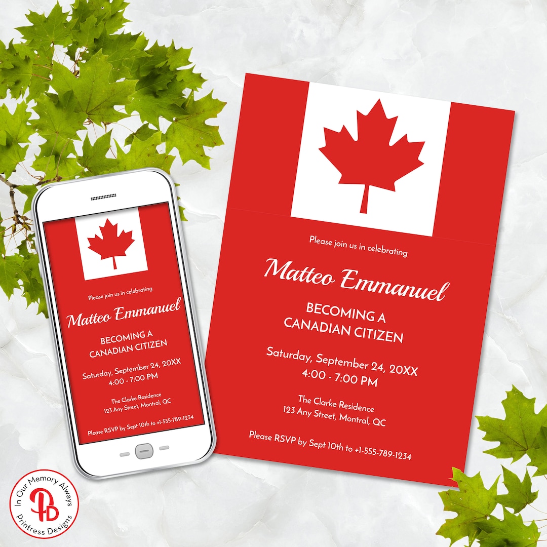 Canadian Flag Citizenship Party Invitation, Citizenship Invite ...