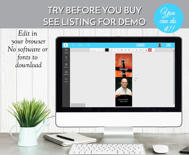 Cross at Sunset Memorial Bookmark Template Editable Photo - Etsy