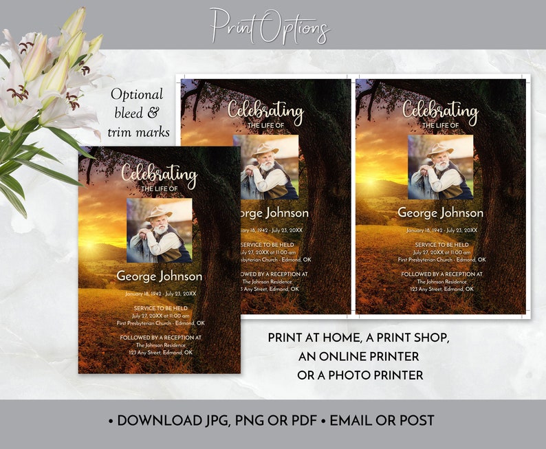 Meadow Sunset Digital Funeral Invitation Electronic Funeral - Etsy
