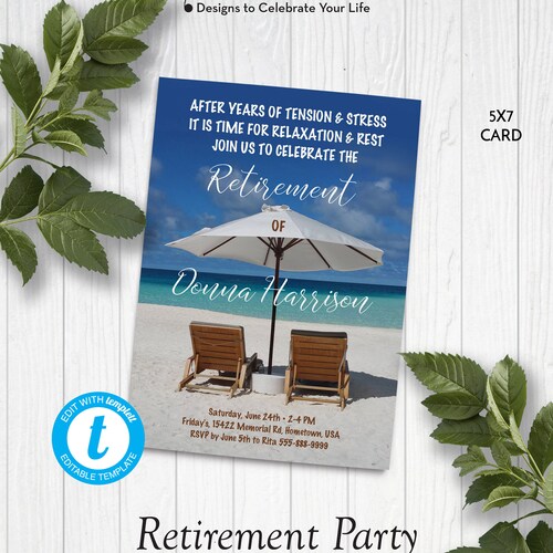 Beach Chairs Retirement Party Invitation Retirement - Etsy