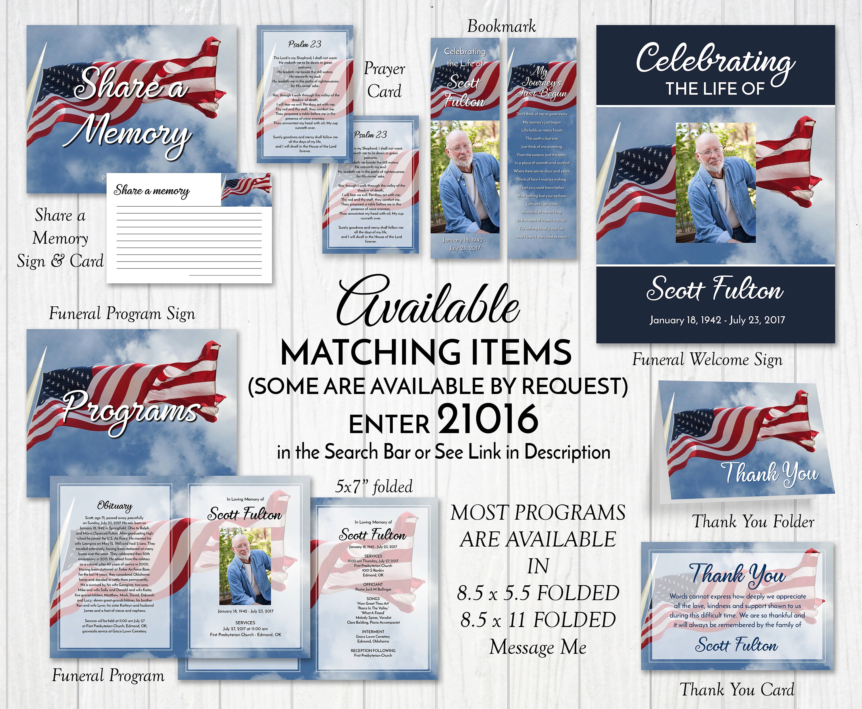 Patriotic Funeral Program Template Obituary Order of Service - Etsy Canada