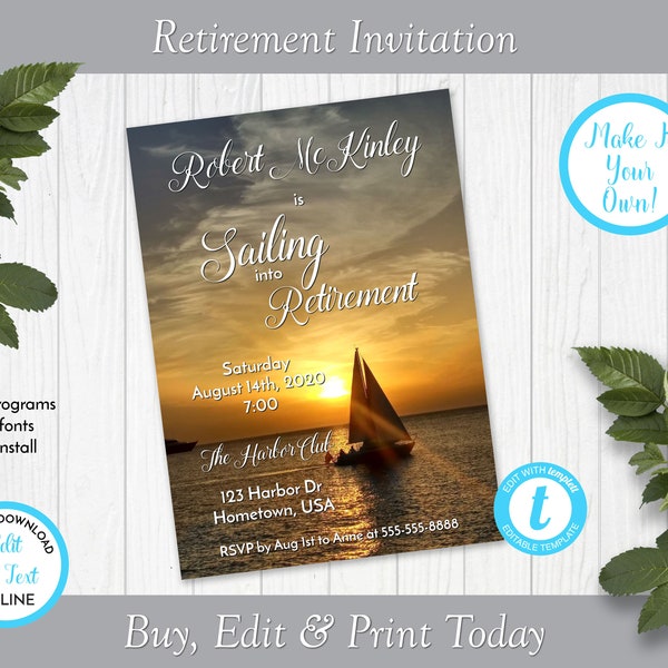 Sail Away Into Retirement Invitation - Etsy