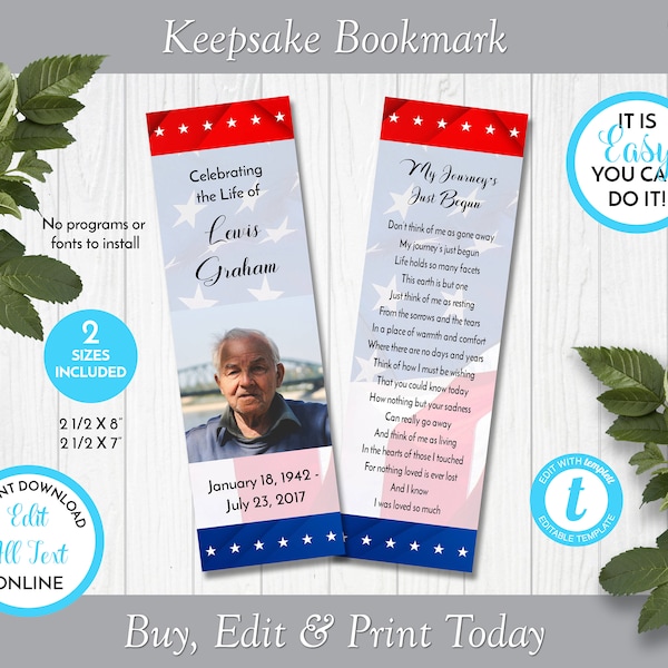 Patriotic Bookmark Template - Etsy