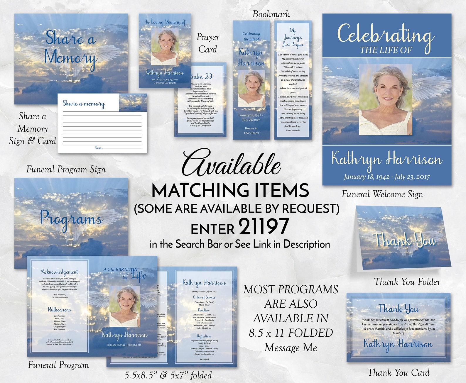 Angel in the Clouds Funeral Program Obituary Template - Etsy