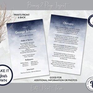 Blue Fog Funeral Program Template, Obituary/order of Service Template ...