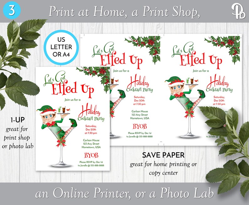 Let's Get Elfed Up Christmas Party Invitation Holiday | Etsy