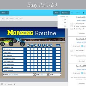 Monster Truck Children's Daily Routine Charts, Morning Routine Chart ...