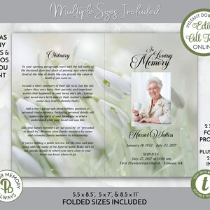 Early Spring Blooms Funeral Program, Obituary Template, Celebration of ...