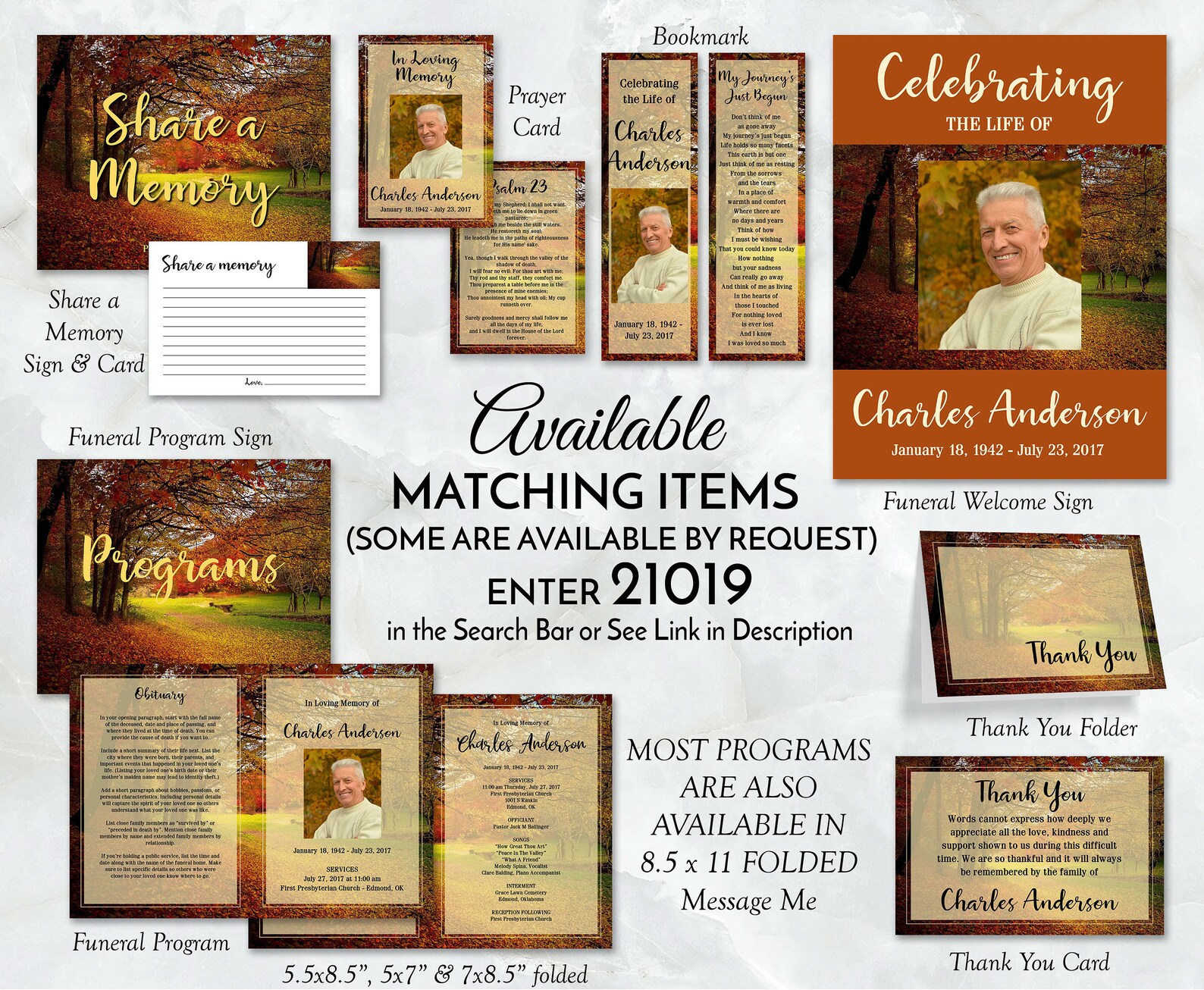Autumn Landscape Funeral Program Template Obituary/order of | Etsy