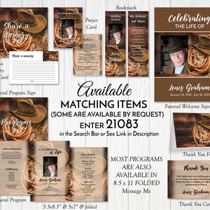 Cowboy Hat & Rope Funeral Keepsake Bookmark, Memorial Favor ...
