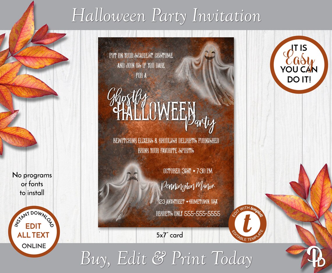 Ghostly Good Time Printable Halloween Costume Party - Etsy